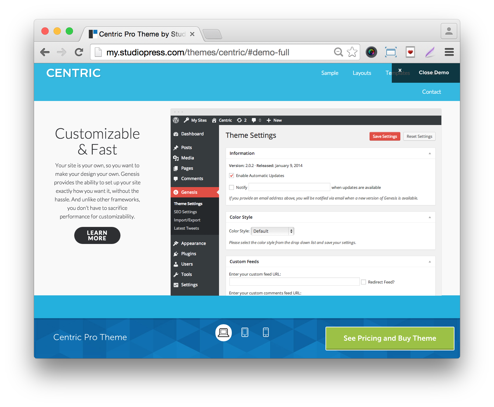 Studiopress Centric Pro Theme - $25, Download vJuly 31, 2014