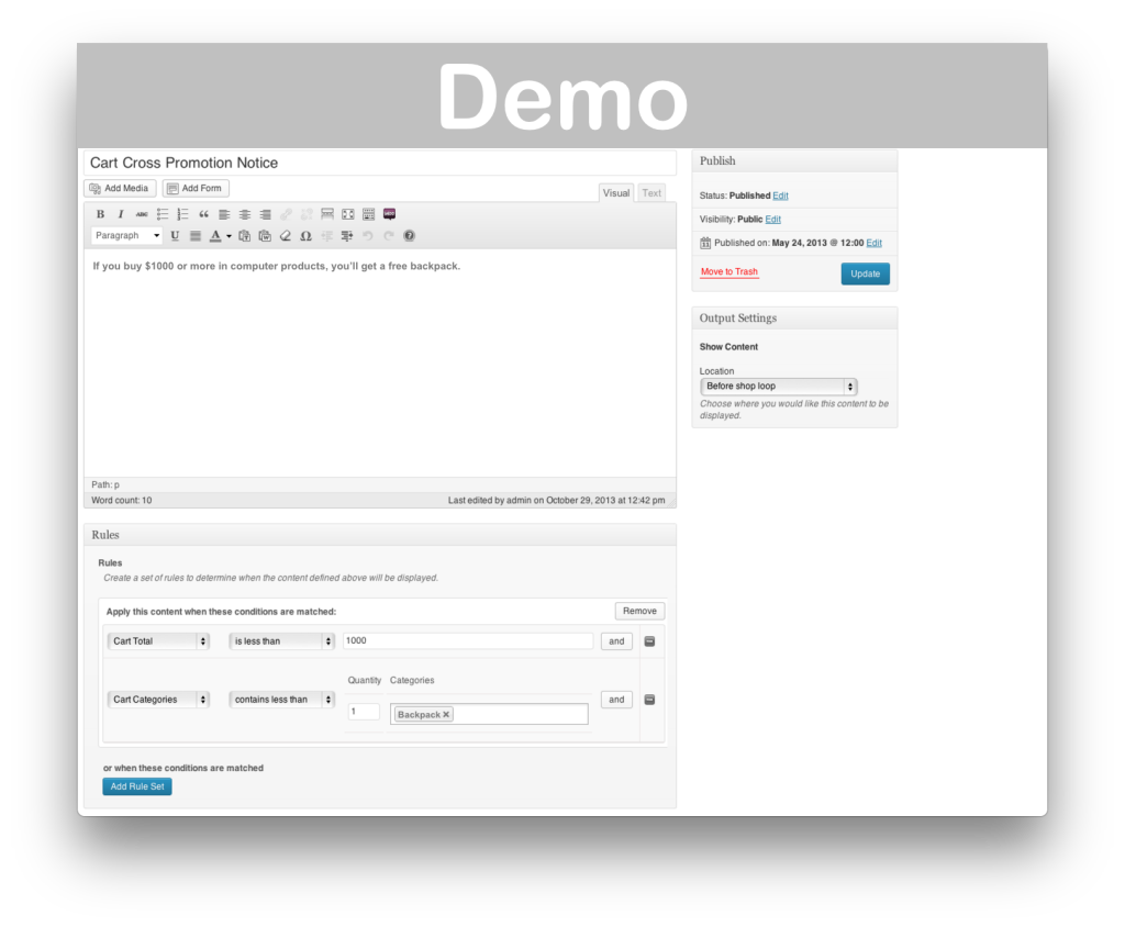 WooCommerce Conditional Content Extension - $10