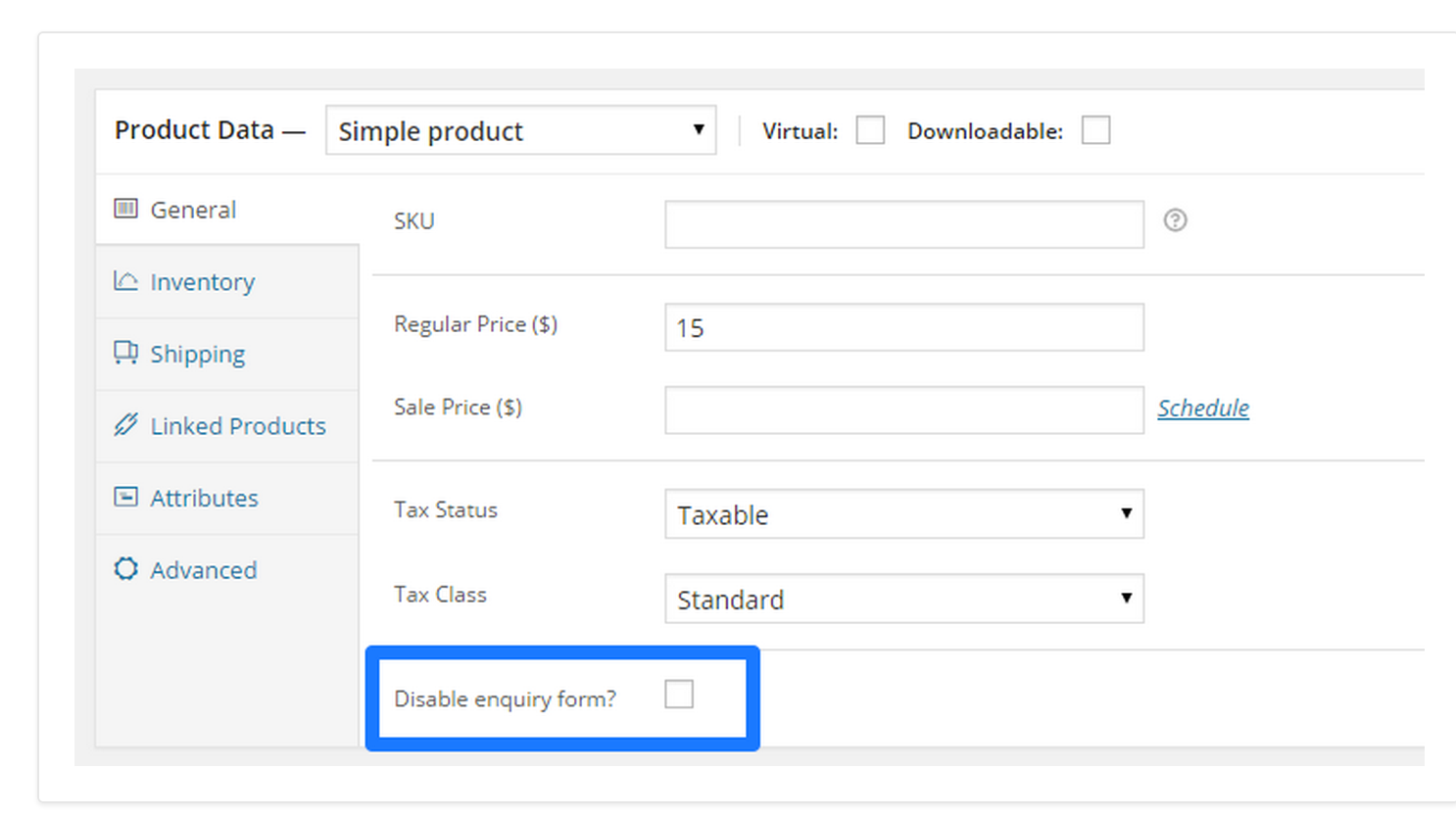Woocommerce Product Enquiry Form Plugin Disable Backend Demo